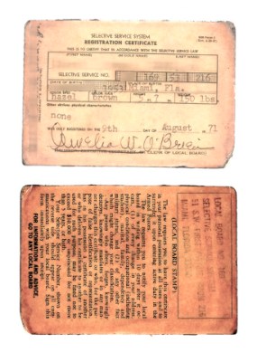 Front and back of a Selective Service registration card from 1971. Some ...