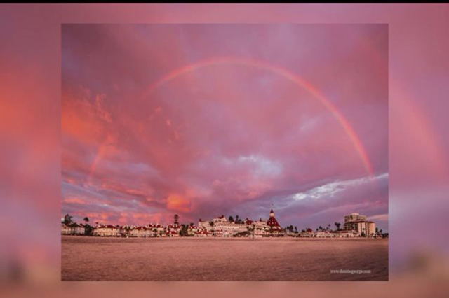 Photographer accidentally captures couple getting engaged under rainbow ...