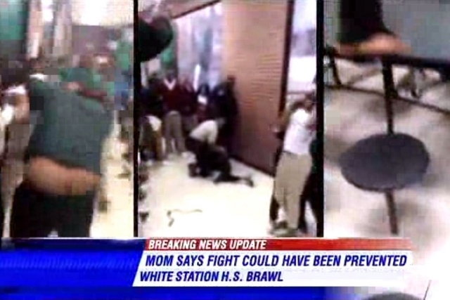 8 high school students suspended after massive brawl on campus ...