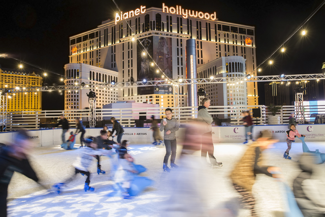The Cosmopolitan’s rooftop ice rink invites visitors to take a spin ...