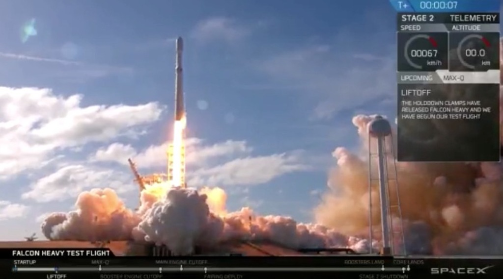 SpaceX new rocket blasts off with red Tesla on board | Science and ...