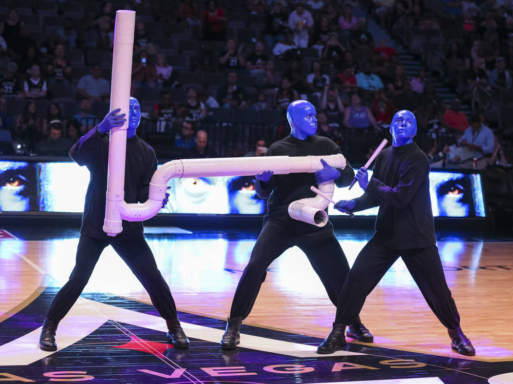 Blue Man Group rocks Las Vegas Aces crowd — PHOTOS | Aces/WNBA | Sports ...