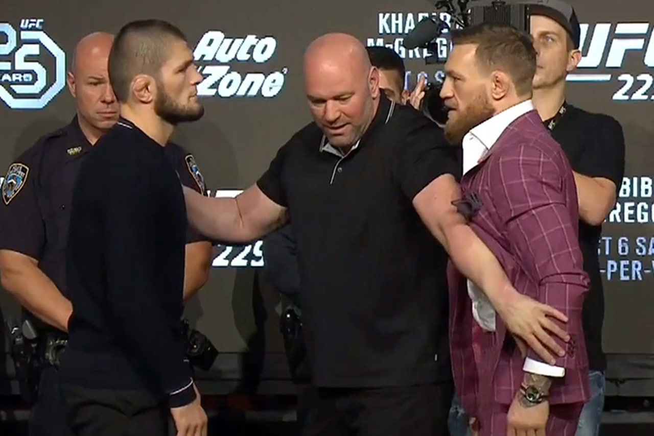 McGregor takes shots, then drinks them at UFC 229 press conference ...