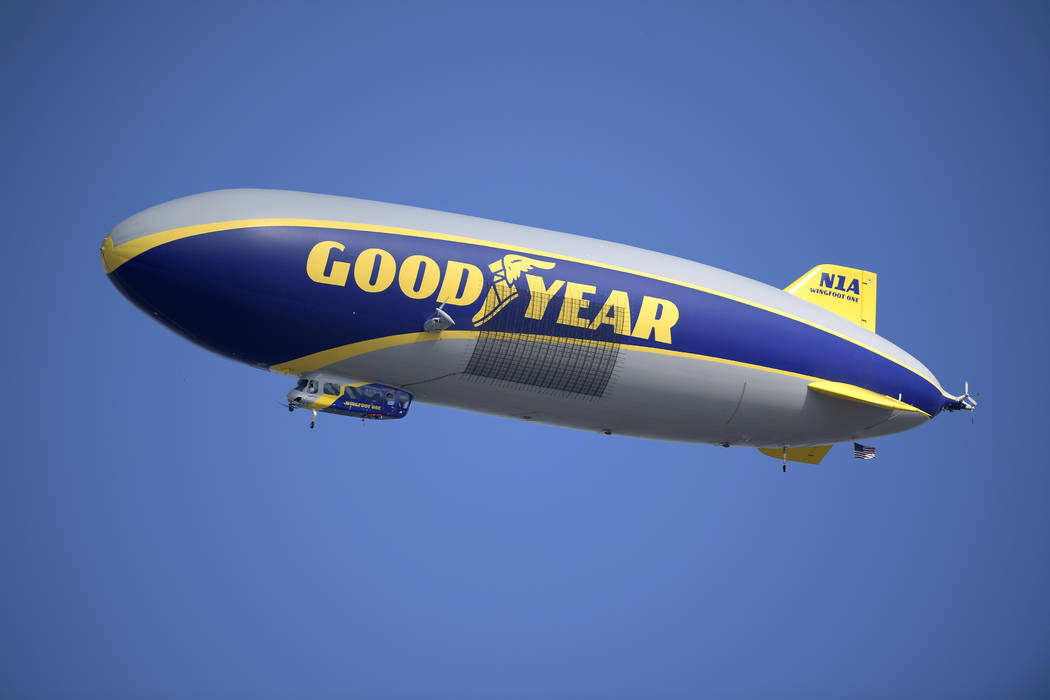 Goodyear Blimp flies above, into College Football Hall of Fame | Las ...