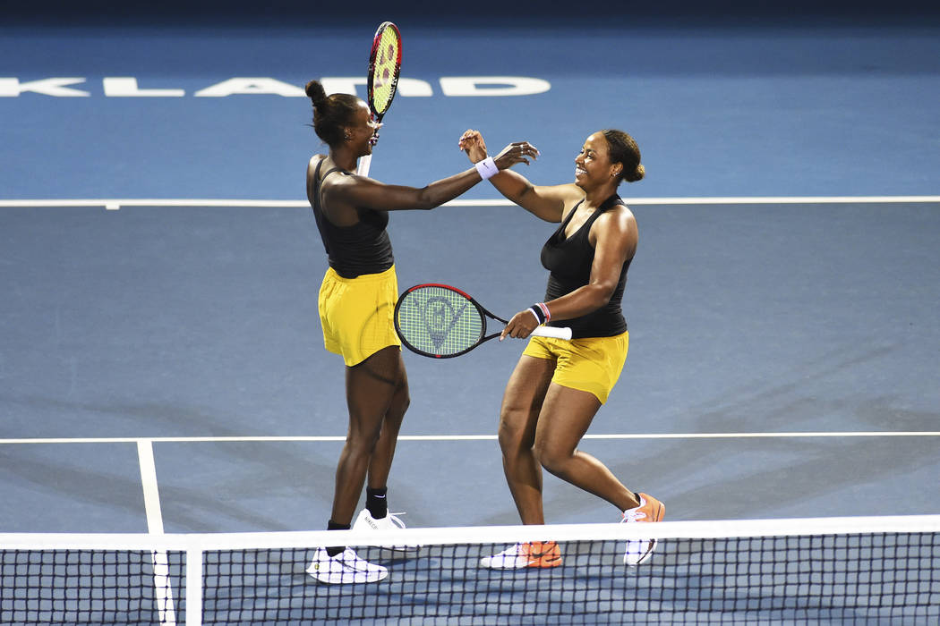 United States player Asia Muhammad, left, and Taylor Townsend from the ...