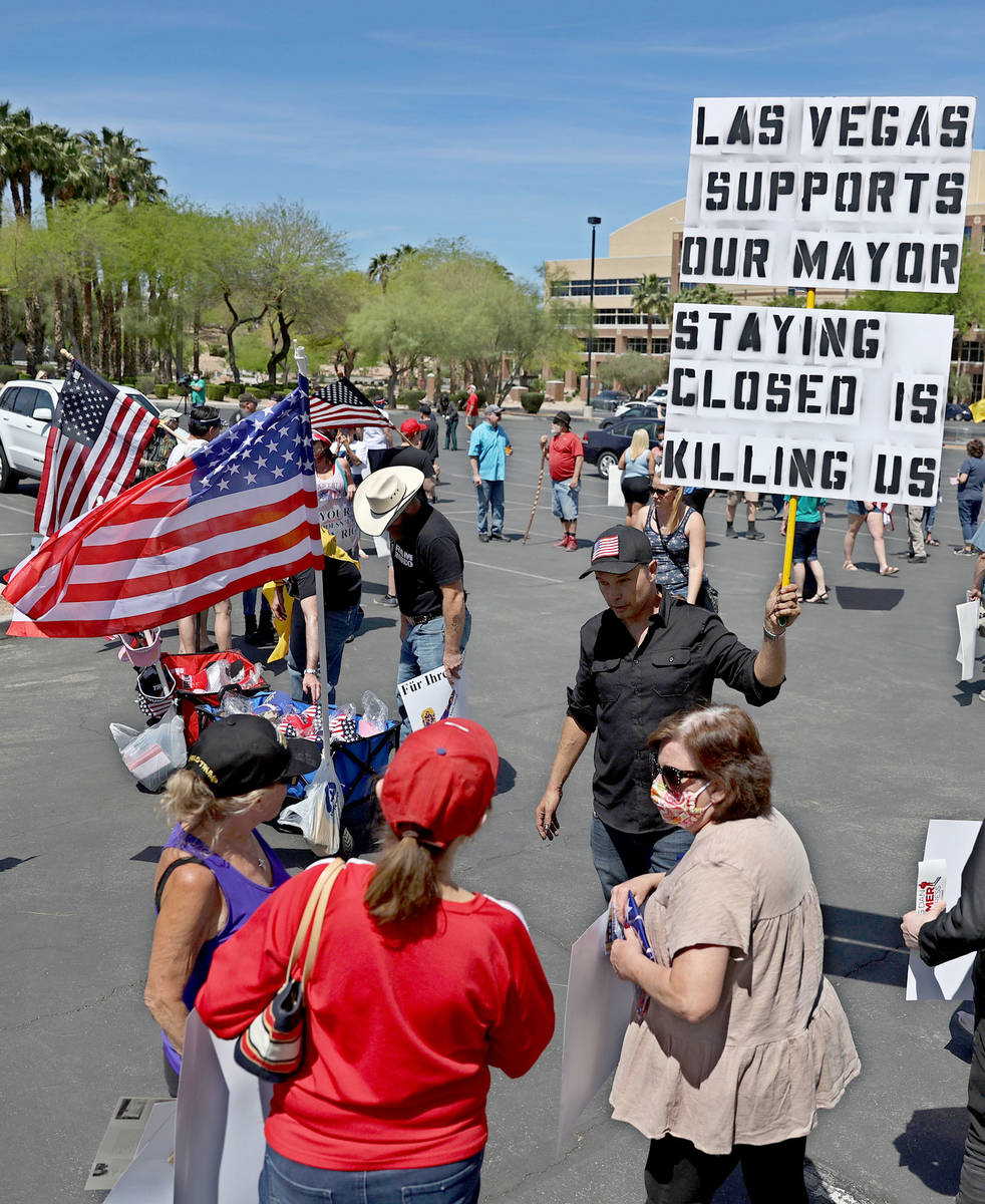 Some 400 people protest Gov. Sisolak’s closure orders | Las Vegas ...
