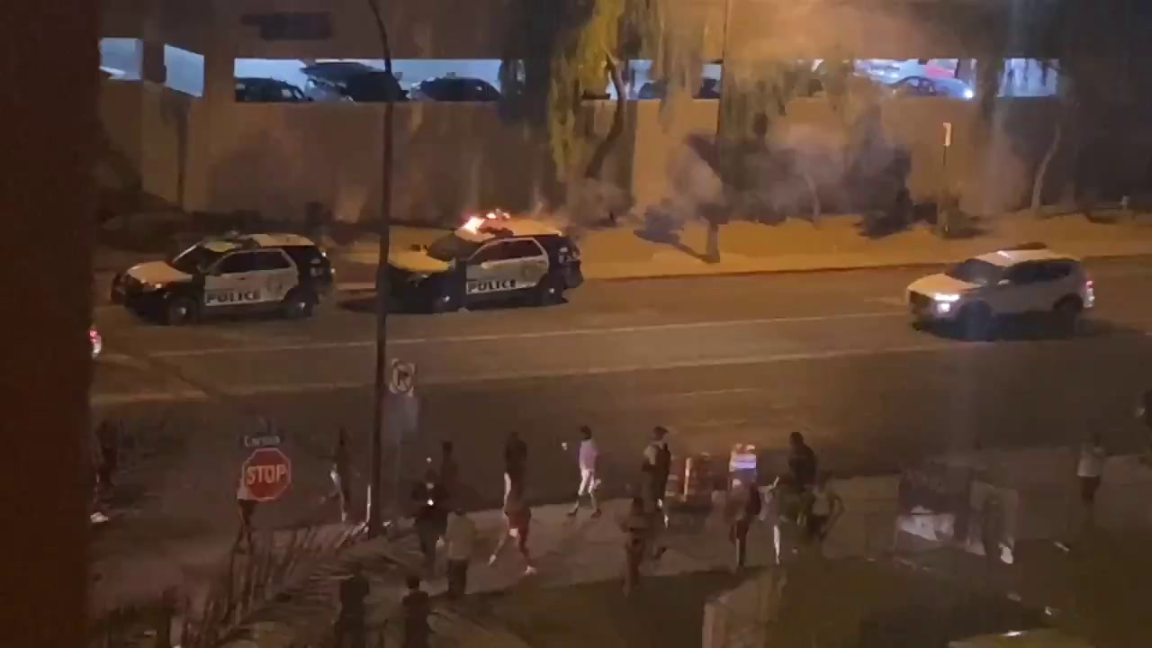 3 charged with setting police car on fire during Las Vegas protest | Crime