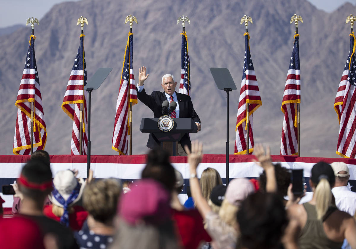 Mike Pence tells Boulder City rally President Trump won VP debate ...