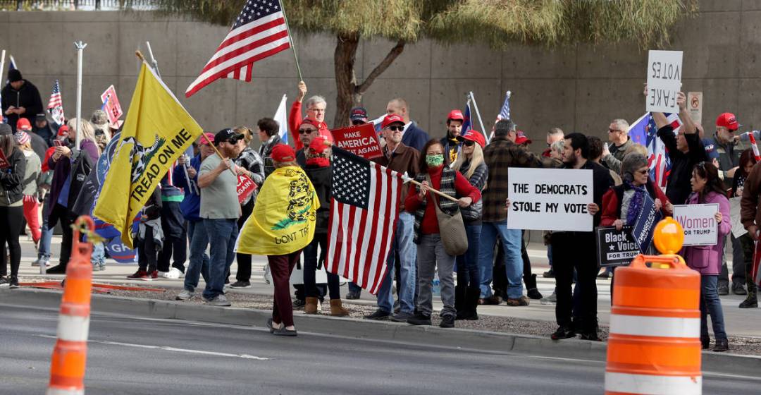 Trump supporters rally peacefully outside US courthouse in Las Vegas ...