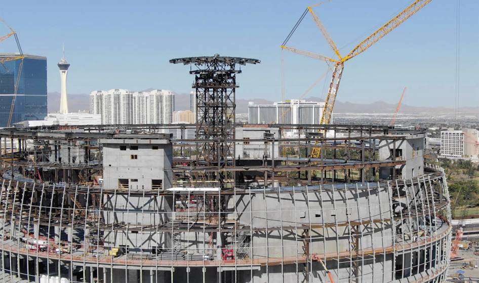 MSG Sphere taking shape as roof trusses installed | Las Vegas Review ...