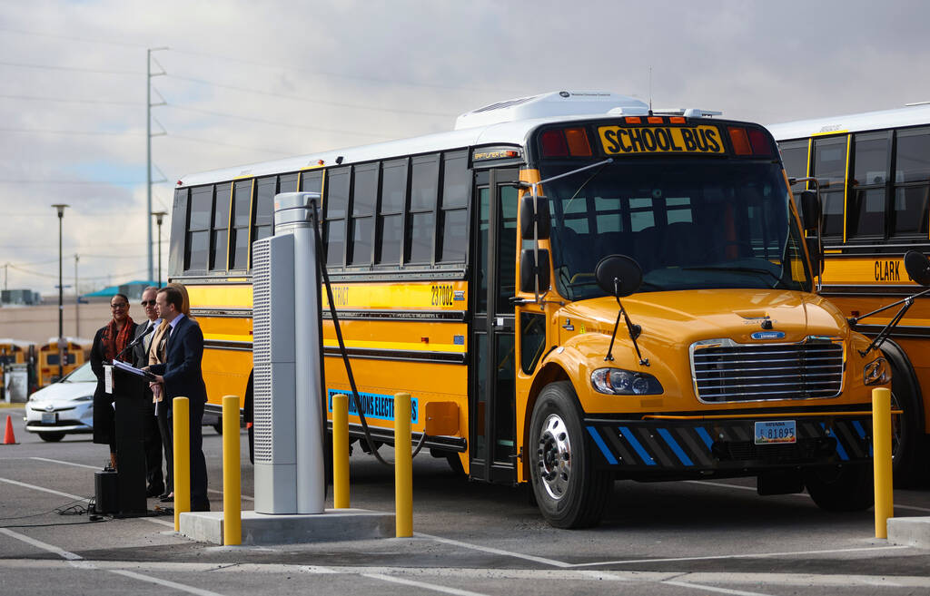 CCSD reveals the first electric school bus in Silver State | Education ...