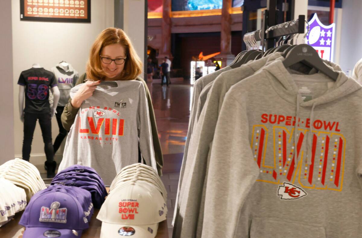 Super Bowl 58: Team merchandise sold at NFL store at Caesars Palace ...