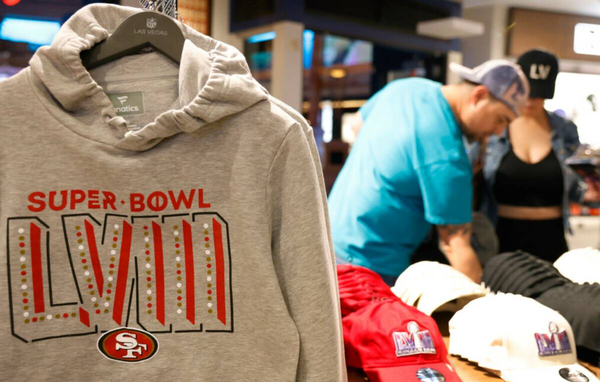 Super Bowl 58: Team merchandise sold at NFL store at Caesars Palace ...