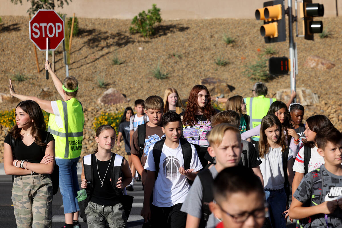 Crossing guards made debut at many CCSD middle schools Monday | Traffic ...