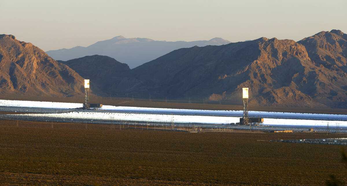 That maze of towers off I-15 near Primm is a solar energy plant ...