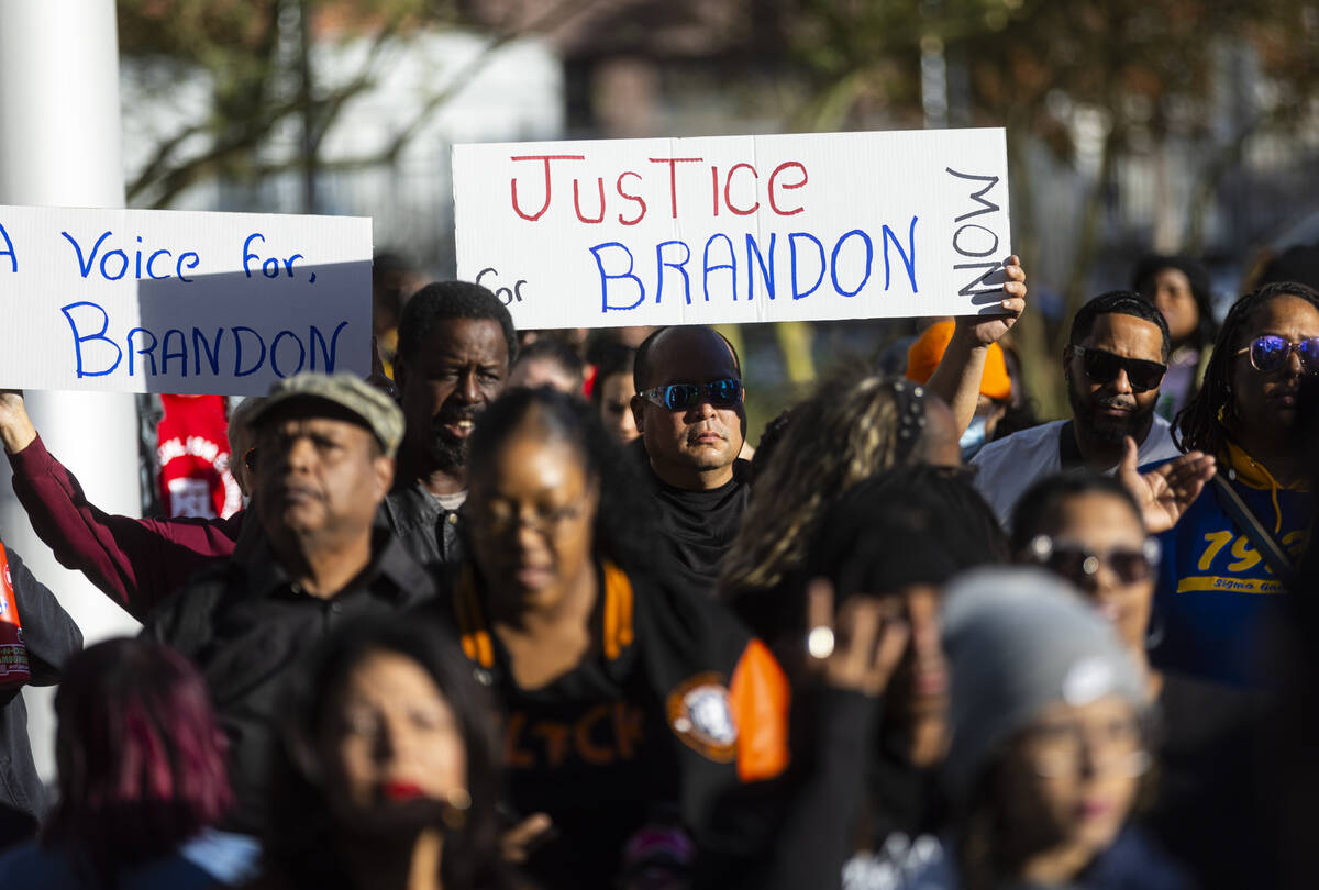 Hundreds march in Las Vegas to honor of Brandon Durham, who was shot by ...