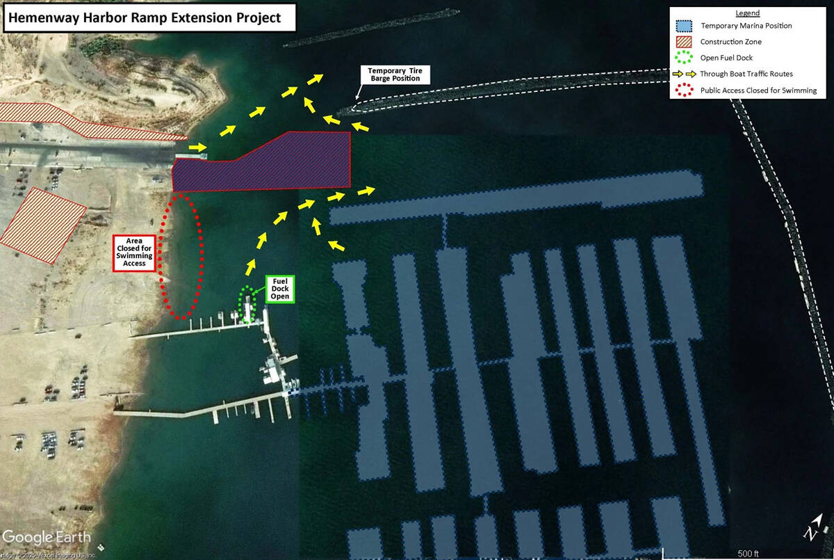 Lake Mead boat launch ramp lengthened in response to low water levels ...
