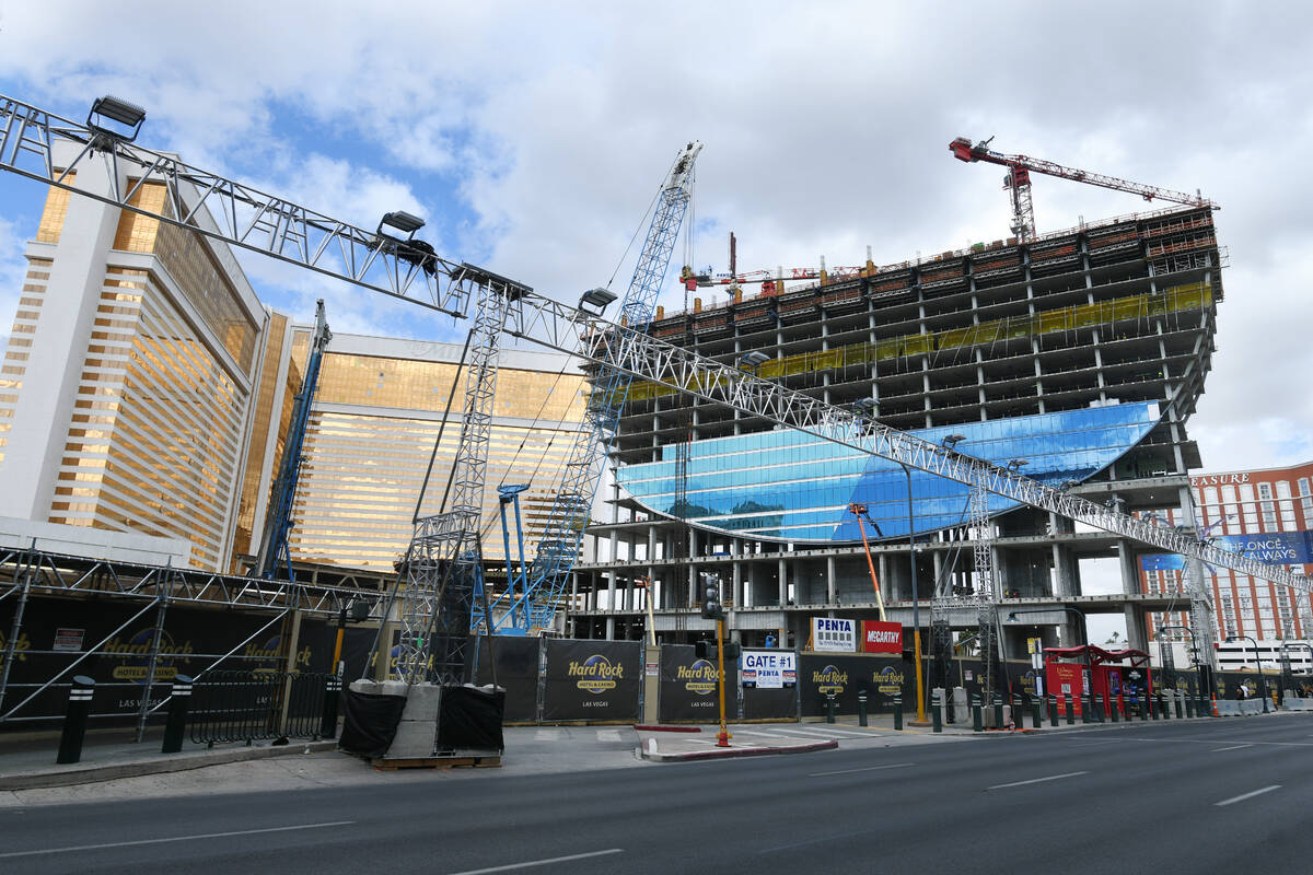 Hard Rock Las Vegas guitar-shaped hotel begins to rise on the Strip ...