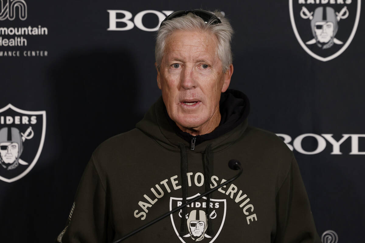 Raiders coach Pete Carroll speaks following season finale vs Kansas ...